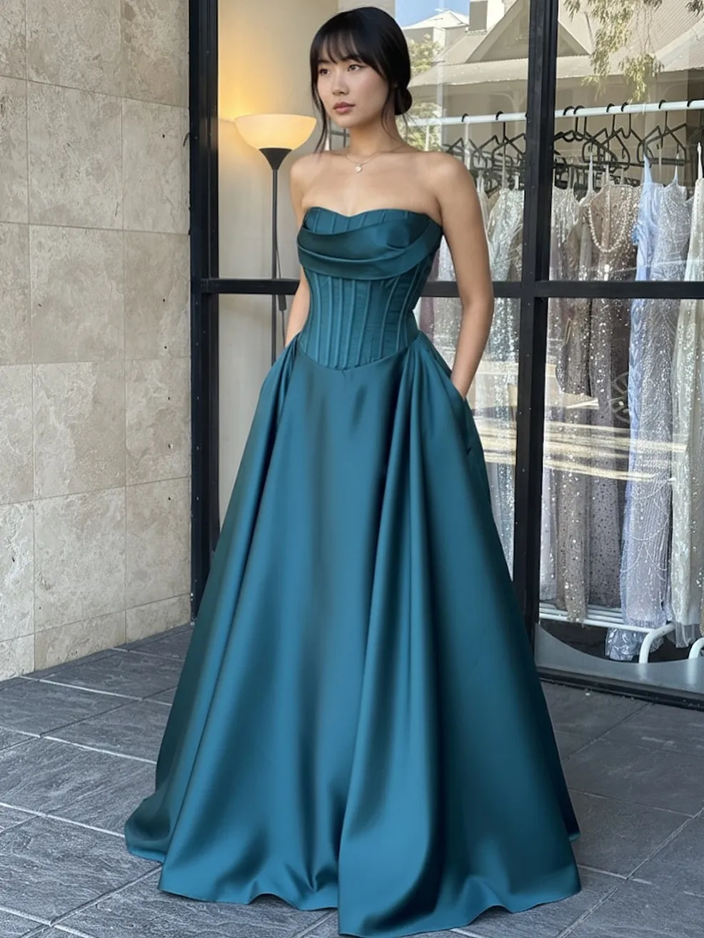 Y664 - QYN Nicolette Blaire Blue Gown | QYN designer dress hire